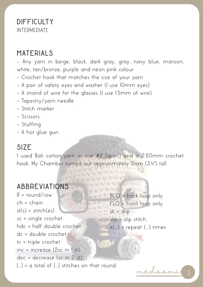 Chamber Valorant Agent Amigurumi Crochet Doll Pattern – Medaami Patterns