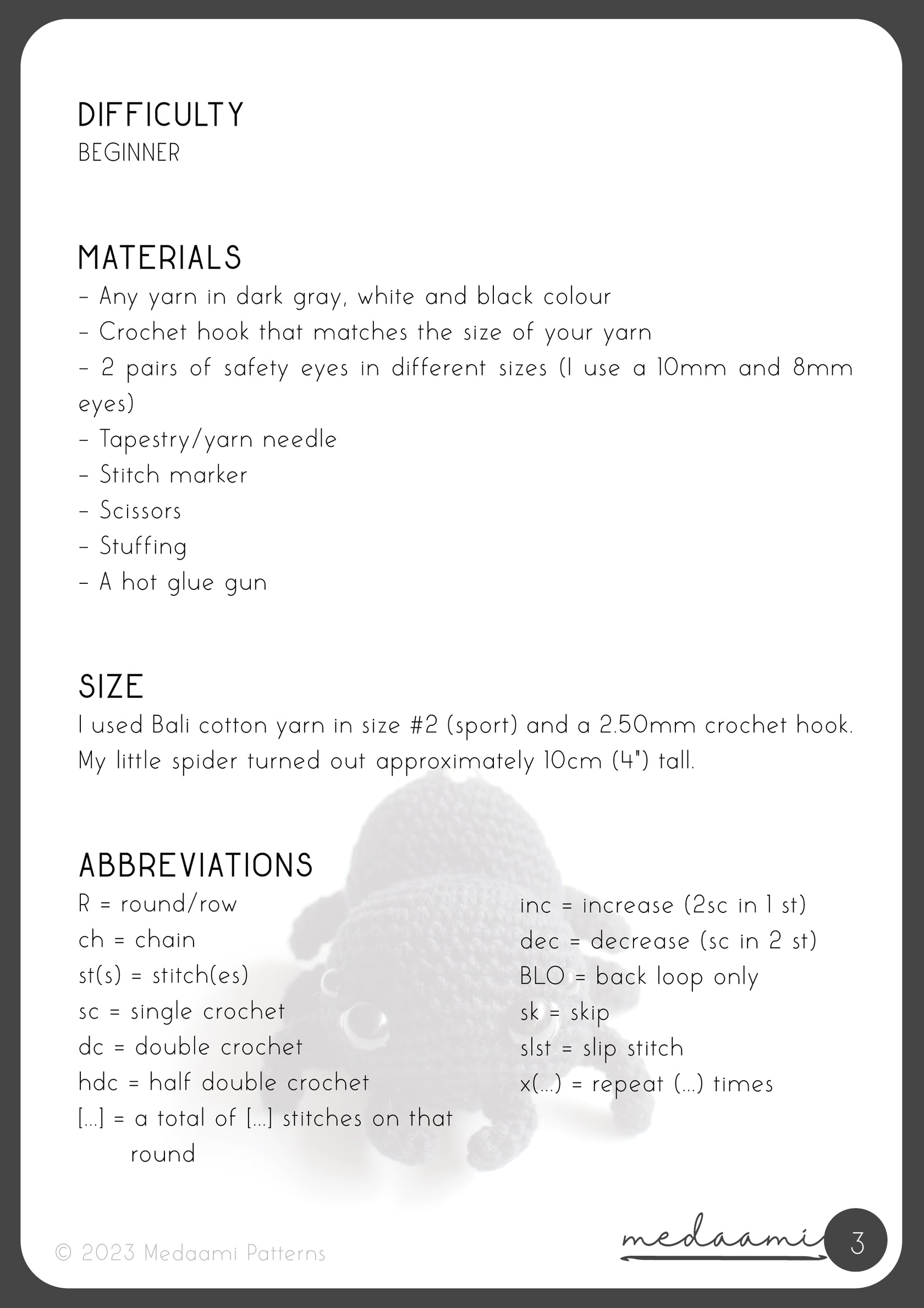 Little Spider Amigurumi Crochet Doll Pattern – Medaami Patterns