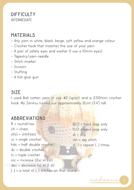 Zenitsu Demon Slayer Amigurumi Crochet Doll Pattern – Medaami Patterns